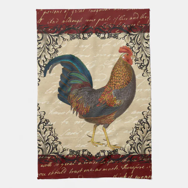 Red Rooster Vintage Kitchen Towel | Zazzle