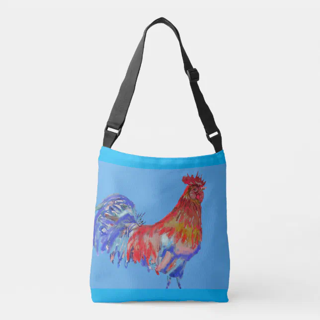 Red Rooster Watercolor Crossbody Bag | Zazzle