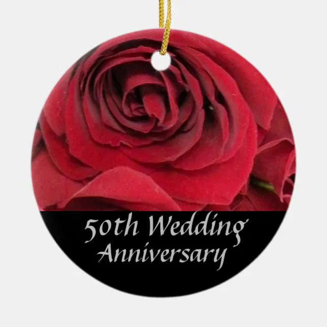Red Rose 50th Anniversary Tree Ornament | Zazzle