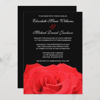 Red Rose and Black Wedding Invitations | Zazzle