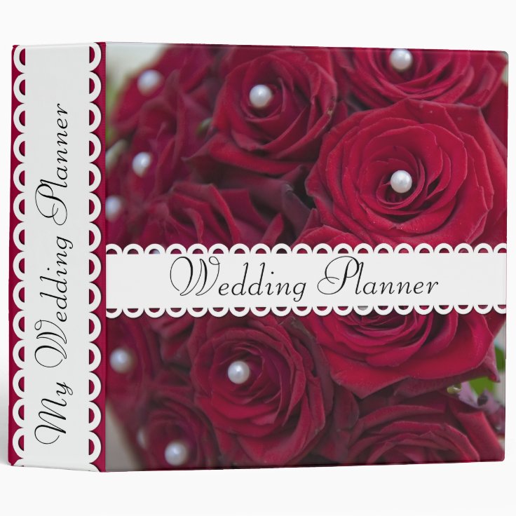 Red Rose and pearl Floral binder | Zazzle