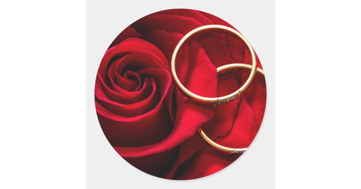 Red Rose and Wedding Rings Stickers | Zazzle