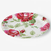 Red rose and white classic print paper plates | Zazzle