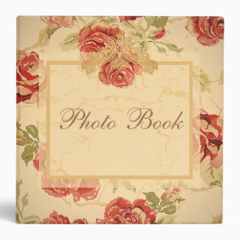 Red rose antique floral print photo book binder | Zazzle