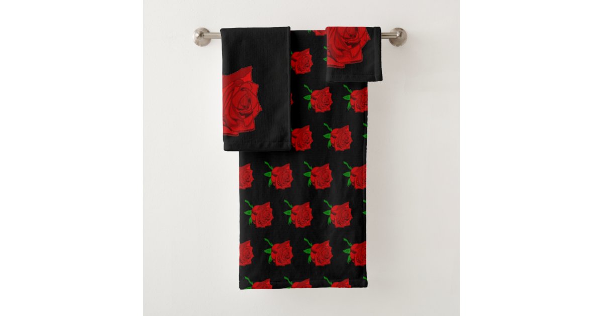Red Rose Bath Towel Set | Zazzle
