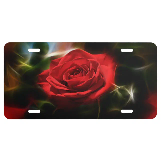 Red Rose Beauty License Plate | Zazzle