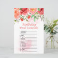 Red Rose Birthday Word Scramble Game | Zazzle