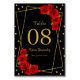 Red Rose Black and Gold Quinceañera Table Number | Zazzle