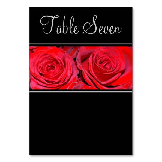 Red Rose Black Silver Wedding Table Number | Zazzle.com