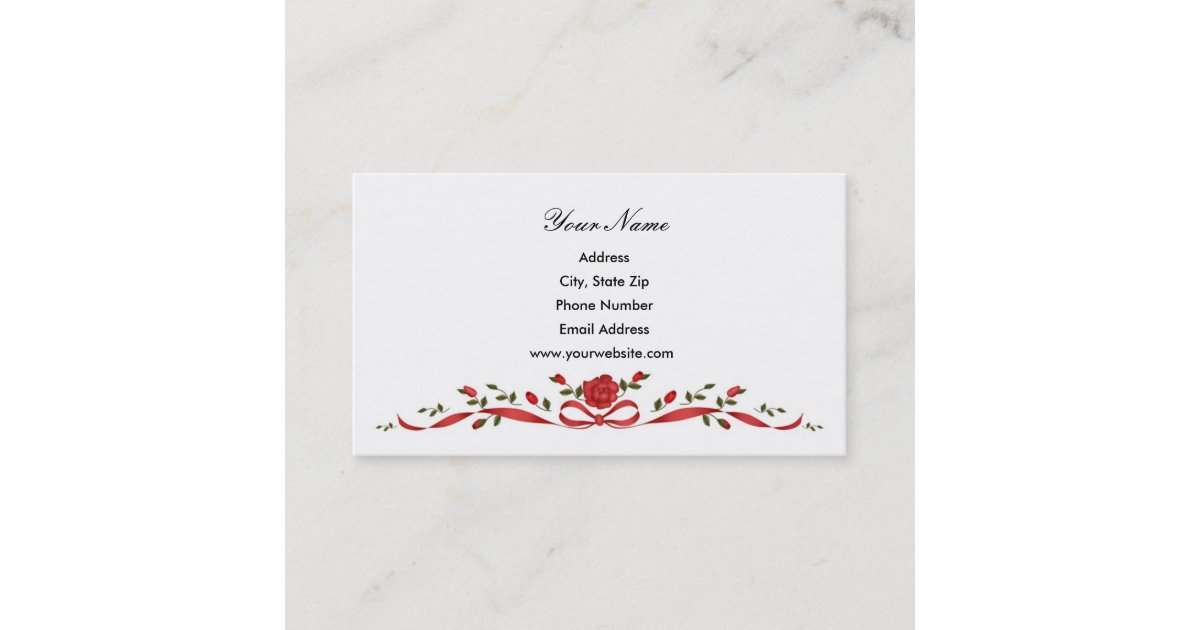 Red Rose Border Business Cards | Zazzle