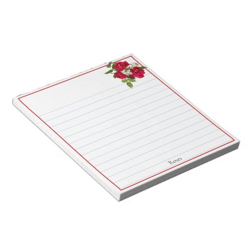 Red Rose Bouquet Floral Photography School Ruled Notepad | Zazzle
