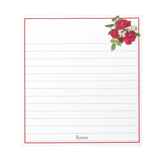 Red Rose Bouquet Floral Photography School Ruled Notepad | Zazzle.com