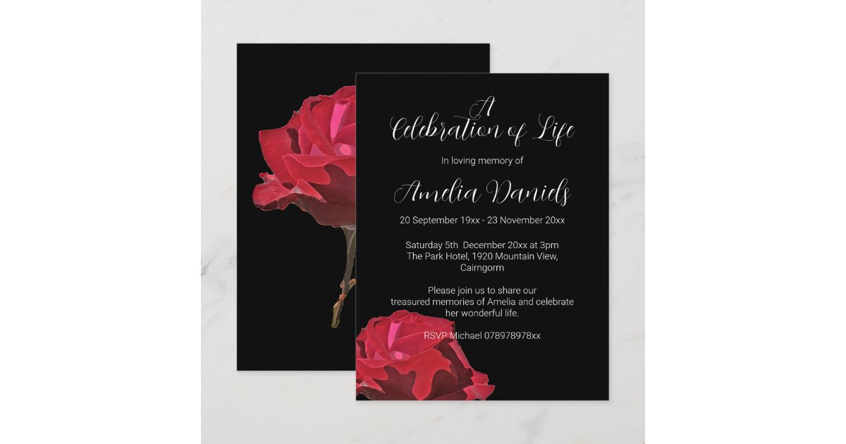Red Rose Celebration of Life Card | Zazzle