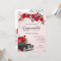 Red Rose Classic Car Chola Chicano Quinceanera Invitation | Zazzle