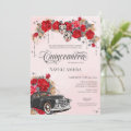 Red Rose Classic Car Chola Chicano Quinceanera Invitation | Zazzle