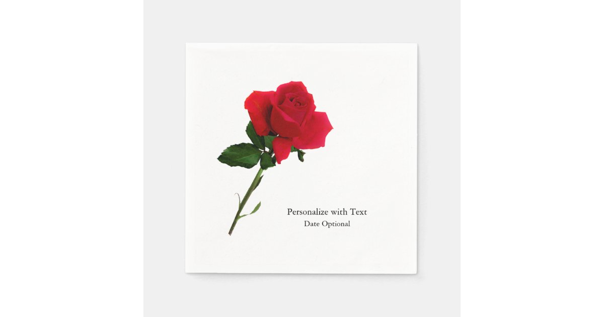 Red Rose Custom Cocktail Napkin | Zazzle