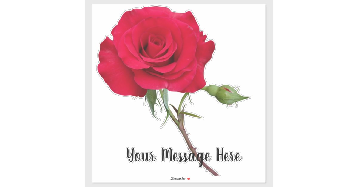 Red Rose Custom Message Sticker | Zazzle