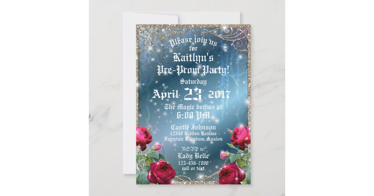 Red Rose Enchanted Garden Pre-Prom Party Invitation | Zazzle