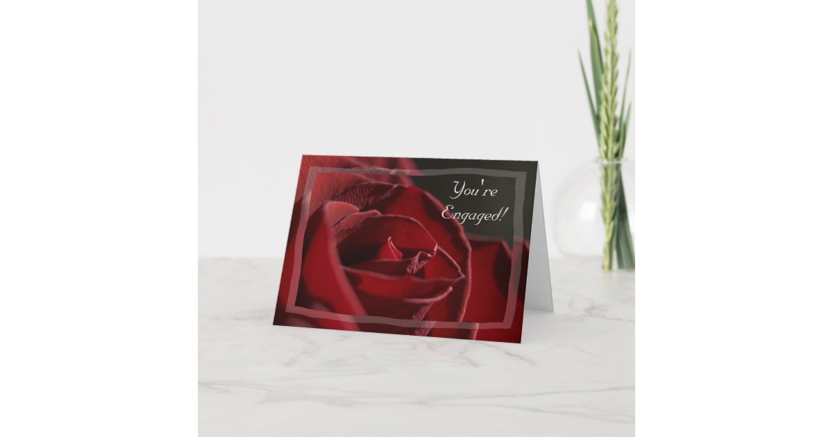 Red Rose Engagement Congratulations Card | Zazzle