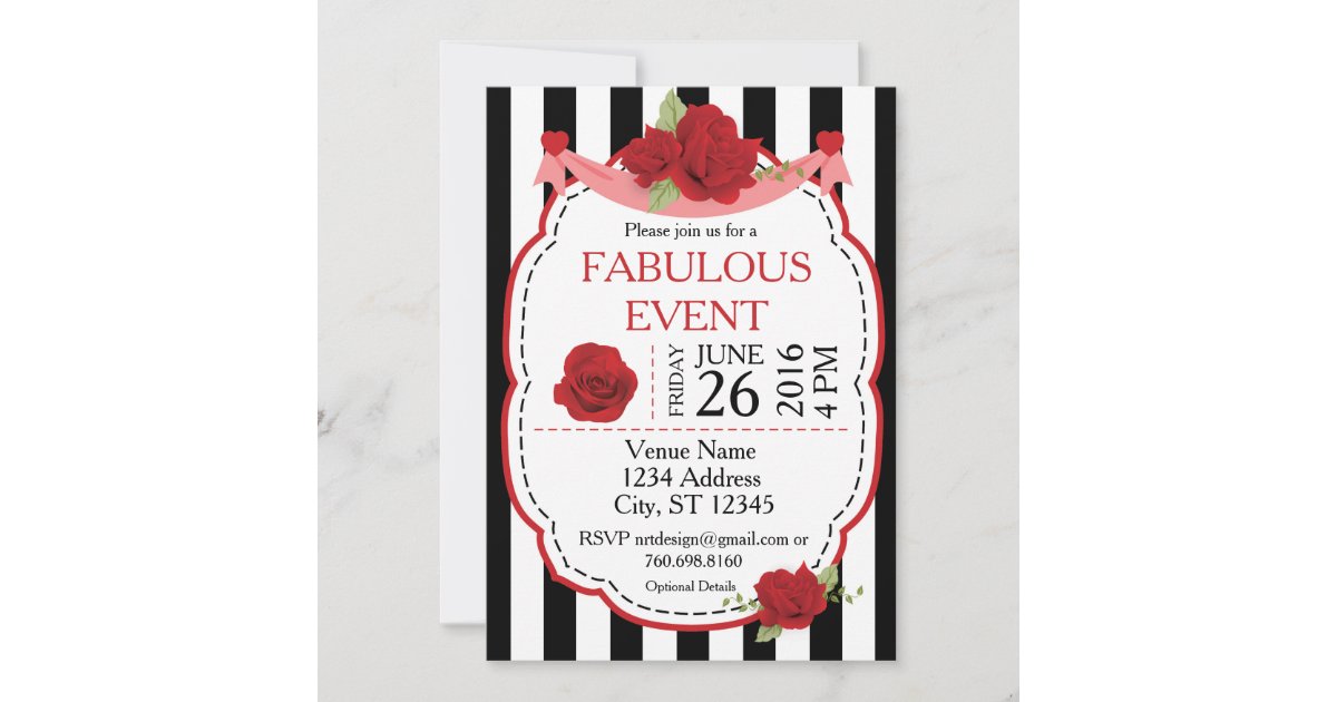 Red Rose Event Invitation | Zazzle