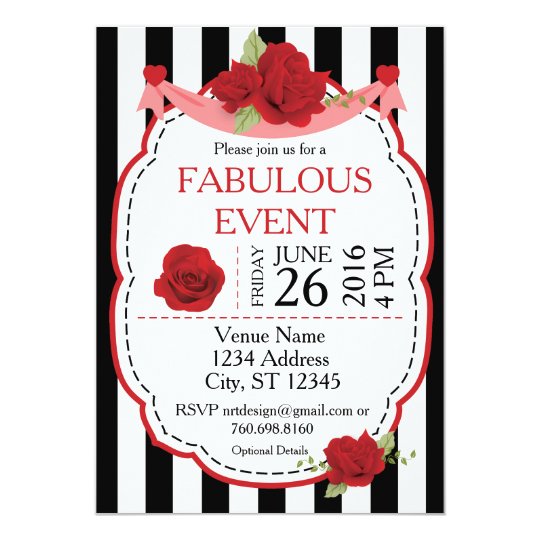 Red Rose Event Invitation | Zazzle.com