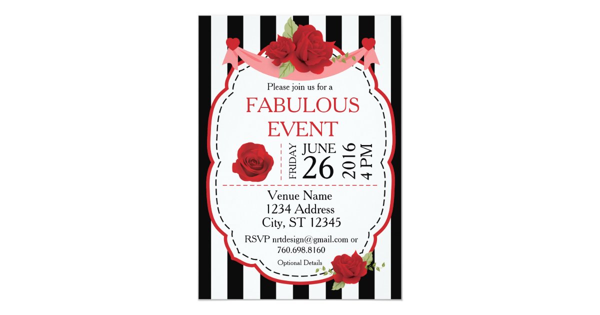 Red Rose Event Invitation | Zazzle.com
