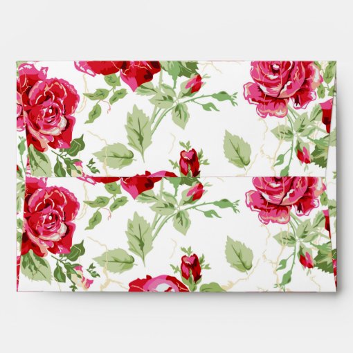 Red rose, floral classic print envelope | Zazzle