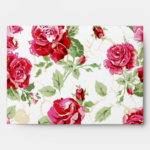 Red rose, floral classic print envelope | Zazzle