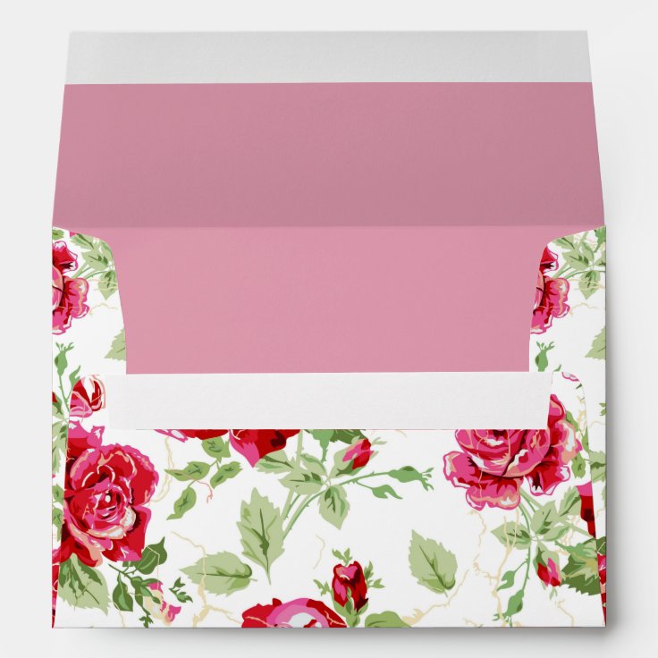 Red rose, floral classic print envelope | Zazzle