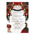 Red Rose Floral Mariachi Charro Quinceanera Invita Invitation | Zazzle