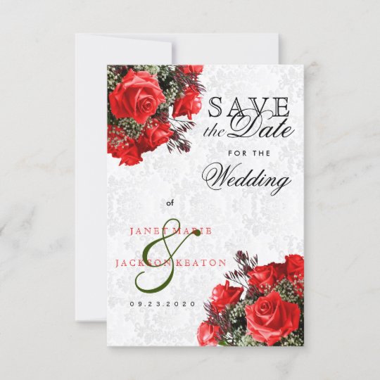 Red Rose Floral Save the Date | Zazzle.com