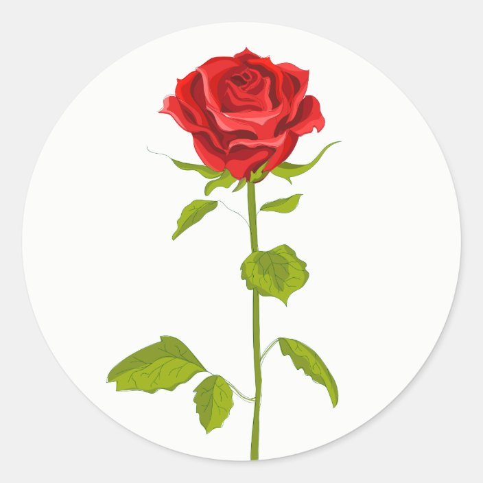 Red Rose Floral Wedding Flowers Garden Romantic Classic Round Sticker ...