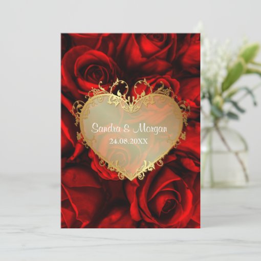 Red Rose Floral Wedding Invitation | Zazzle