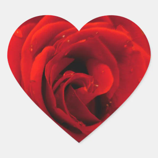 Red rose flower heart sticker | Zazzle
