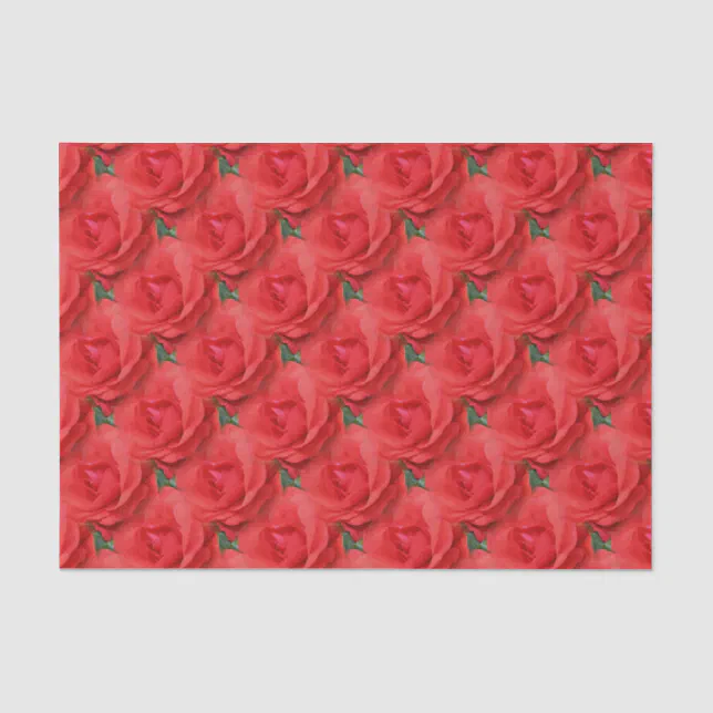 Red Rose Flower Nature Pattern Tissue Paper | Zazzle