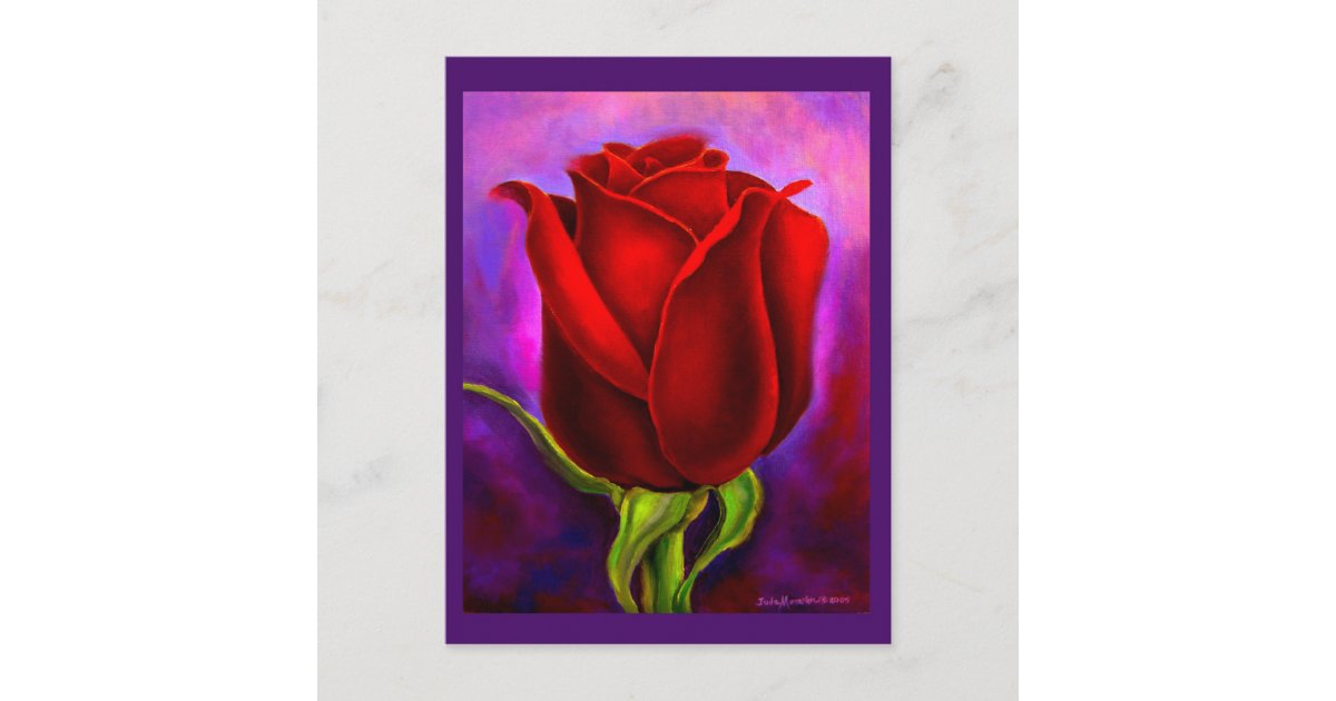 Red Rose Flower Painting - Multi Postcard | Zazzle