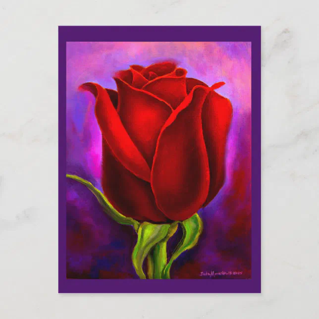 Red Rose Flower Painting - Multi Postcard | Zazzle
