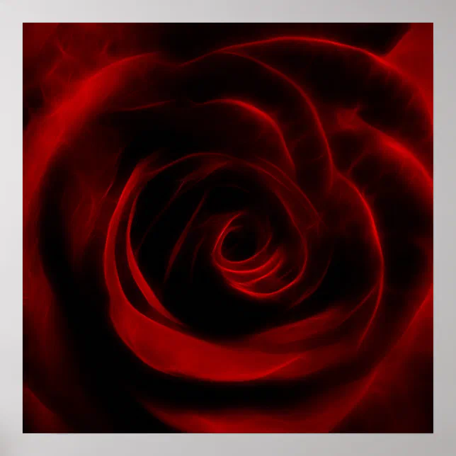 Red Rose Fractal flower Poster | Zazzle