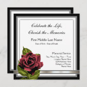 Red Rose Funeral Announcement | Zazzle