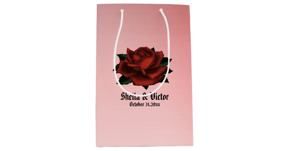Red Rose Gothic Wedding Personal Medium Gift Bag | Zazzle