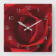 Red Rose Grey Numbers wca Square Wall Clock | Zazzle