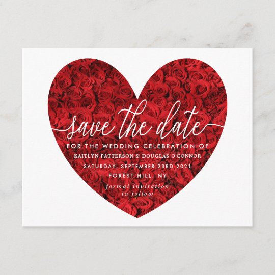 Red Rose Heart Save The Date Enclosure Card | Zazzle.com