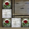 Red Rose in Window Vine Border Stained-Glass Look Ceramic Tile | Zazzle