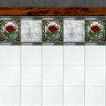 Red Rose in Window Vine Border Stained-Glass Look Ceramic Tile | Zazzle
