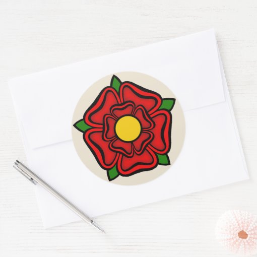 Red Rose of Lancaster, England Emblem of Royalty Classic Round Sticker ...