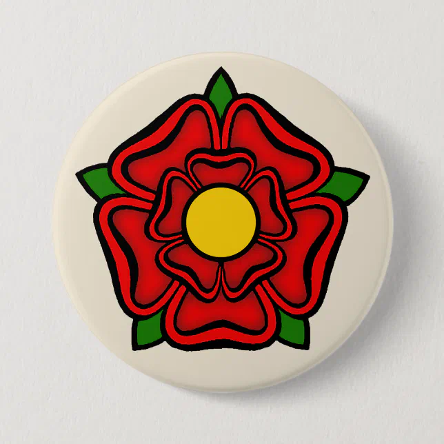 Red Rose of Lancaster, England Emblem of Royalty Pinback Button | Zazzle