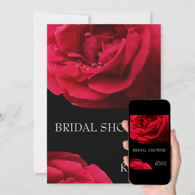 Red Rose on Black Background Invitation | Zazzle