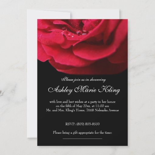 Red Rose on Black Background Invitation | Zazzle