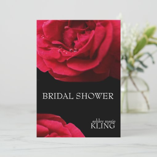 Red Rose on Black Background Invitation | Zazzle