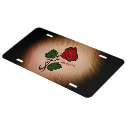 Red Rose on Black Personalized License Plate | Zazzle